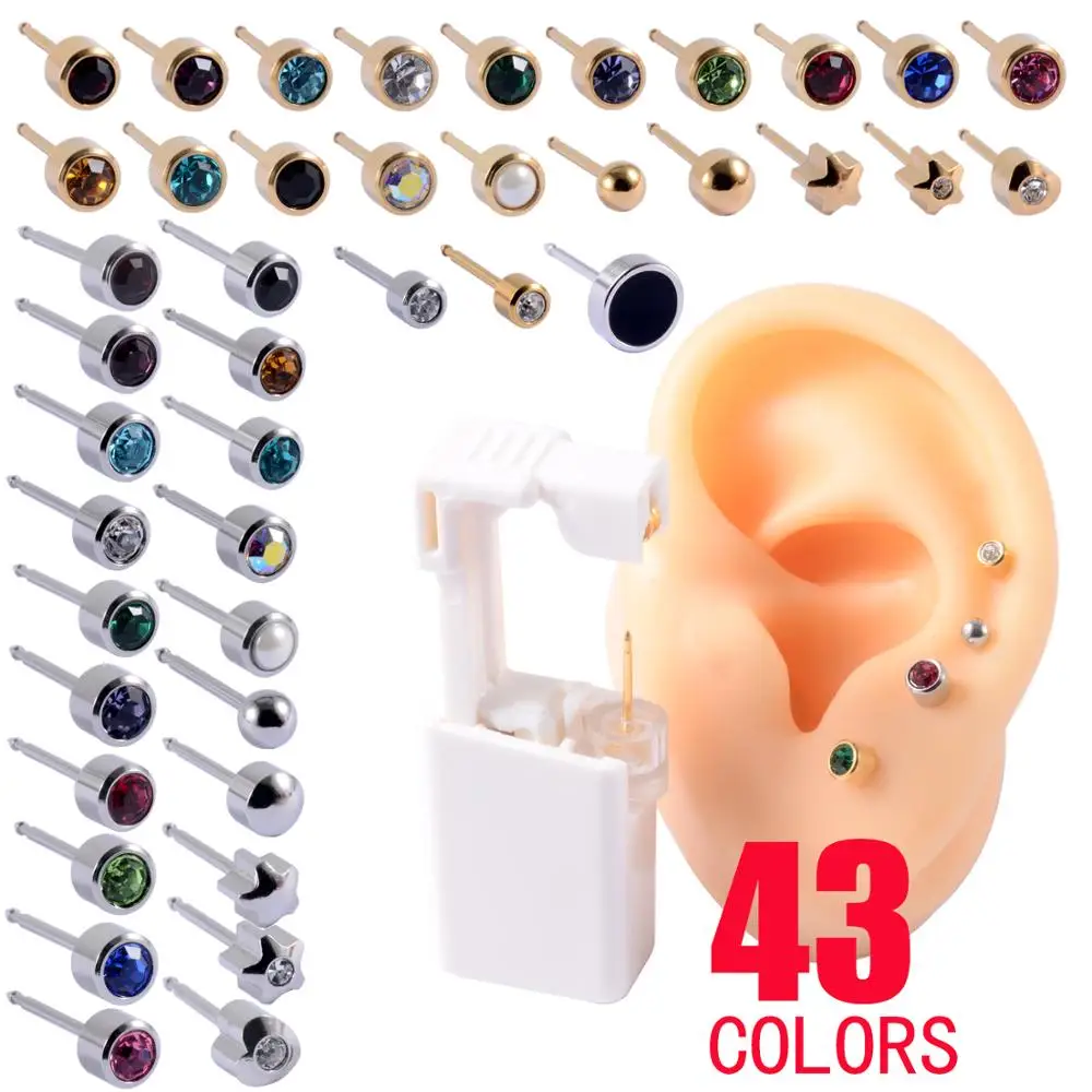 1Unit Sterlised Disposable Ear Piercing Unit Cartilage Tragus Helix Gun ...