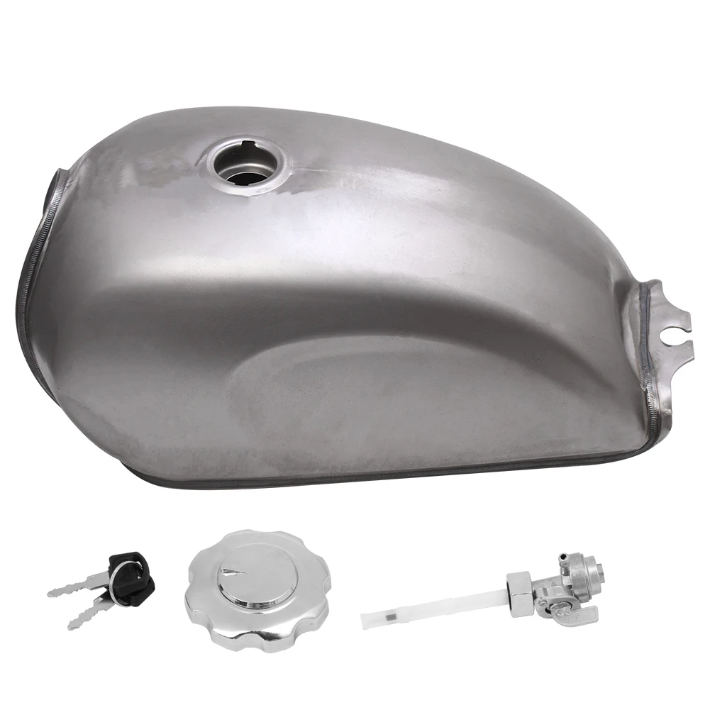 Unpainted-Universal-Retro-Motorcycle-9L-Gas-Fuel-Tank-Oil-Box-Raw-Bare ...