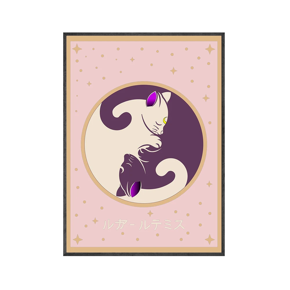 Luna And Artemis Cat Graphite Drawing