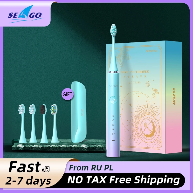 Seago Sonic Electric Toothbrush 5 Modes Waterproof Fasth Head Adult Brush Usb Charging S2 Couple ...