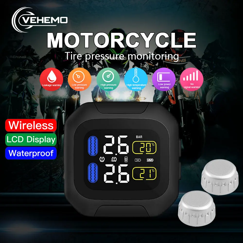 VEHEMO Tire Pressure Alarm Motorbike TPMS Tire Pressure Monitoring ...