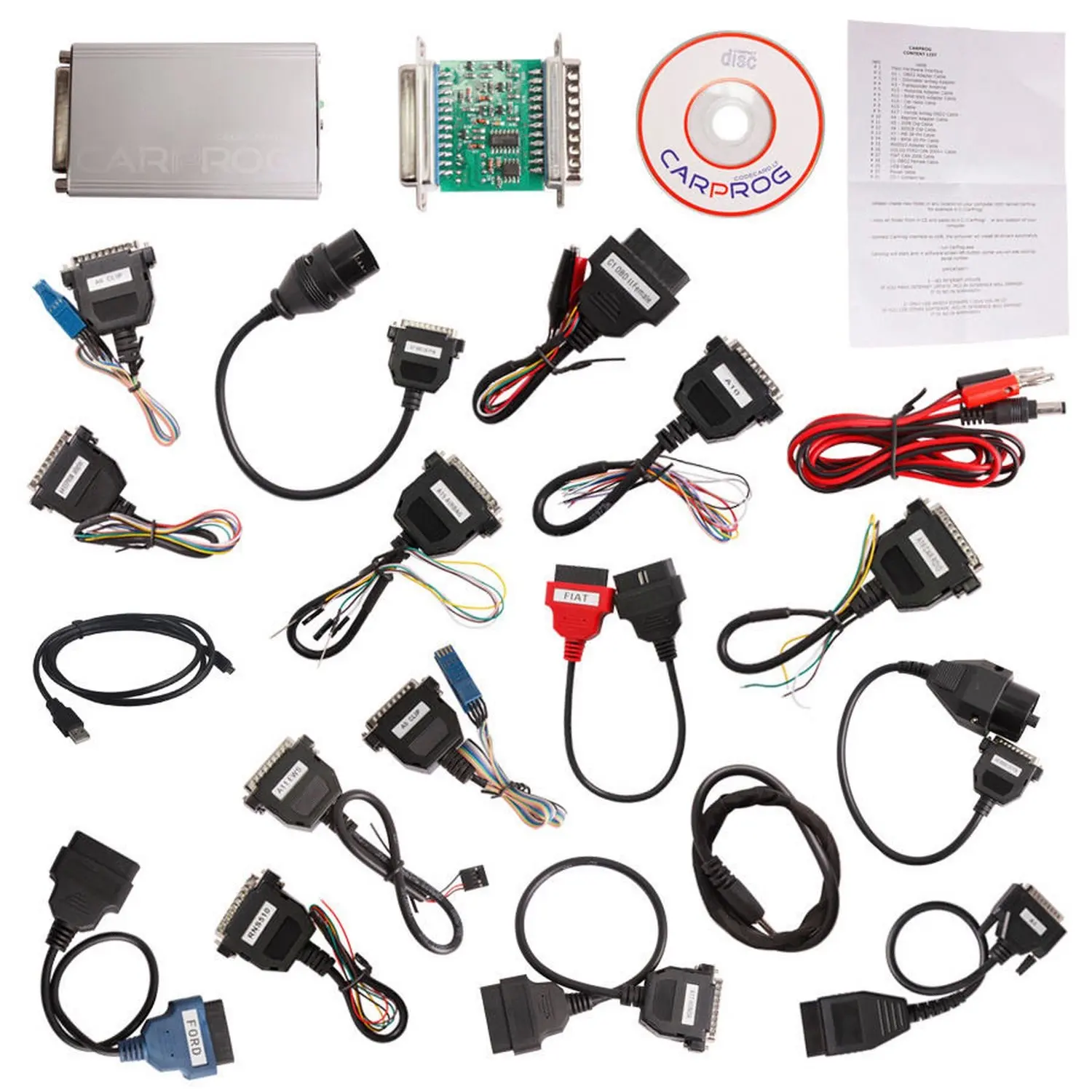 New Full Version Carprog V10.05 with 21 Full Adapters Car Prog ...