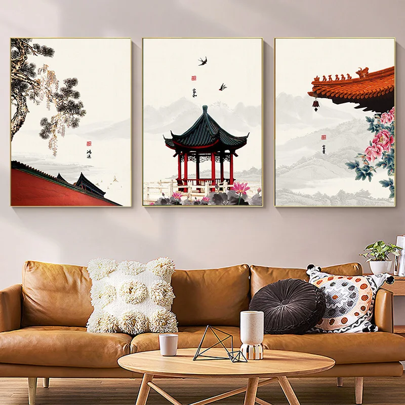 Ancient Style Canvas Painting Wall Art Classic Chinese Traditional Folk ...