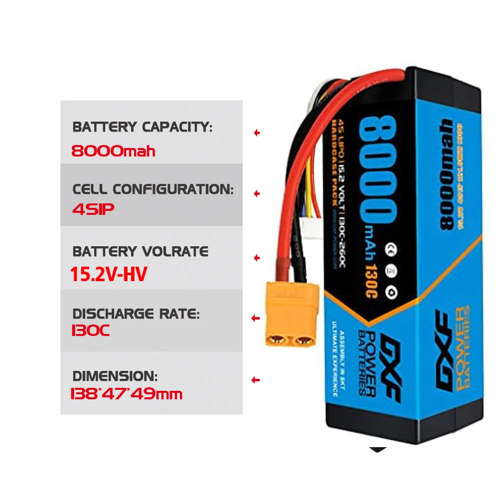 DXF Lipo 배터리 2S 3S 4S 7.4V 11.1V 14.8V 5200mah 7000mah RC - 티몬