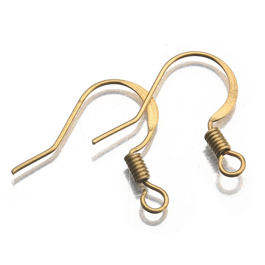 100Pcs/Lot Brass Coil French Hook Ear Wires Flattened Fish Hook ...