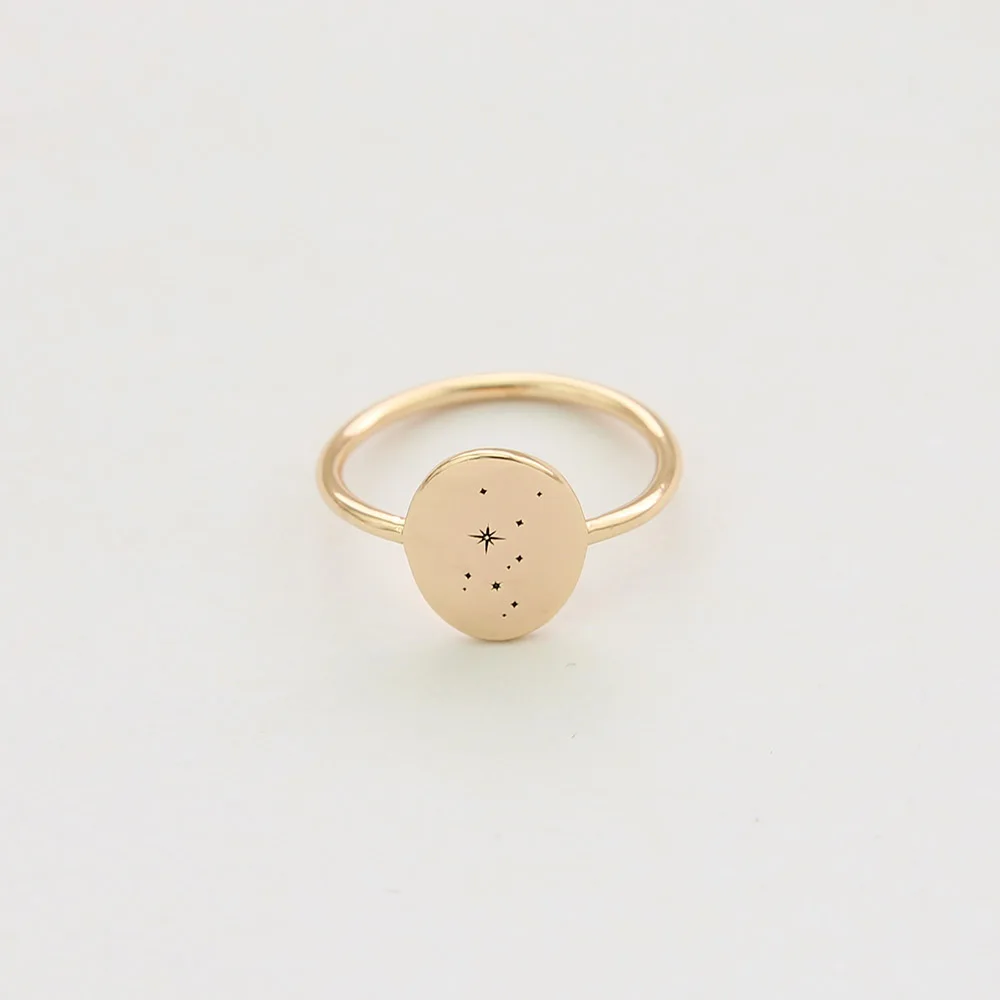 New Taurus Oval Zodia Ring European and American Fshion Gold Plated ...