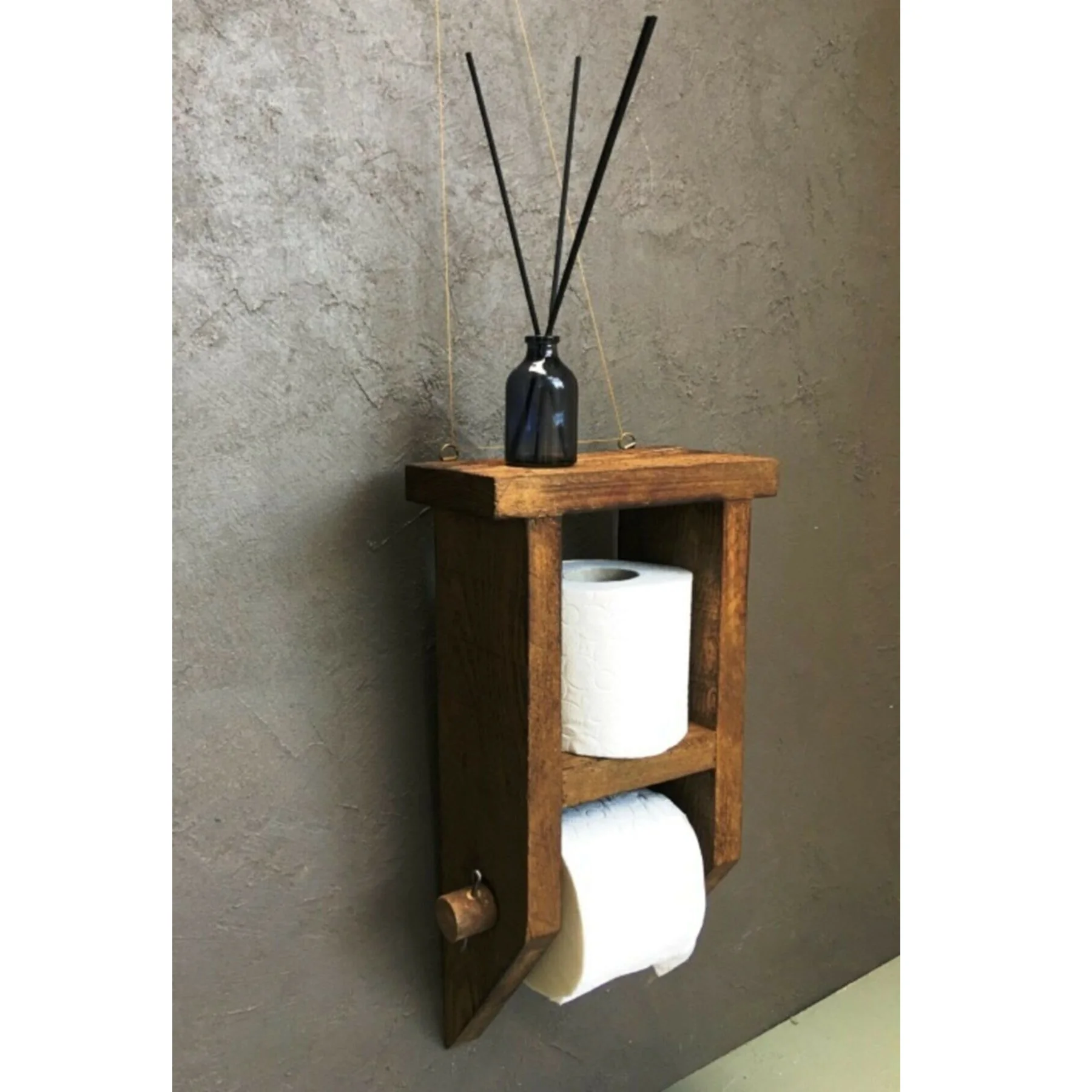 Dérouleur Papier WC Bois avec Tablette | Porte-papier-toilette.com