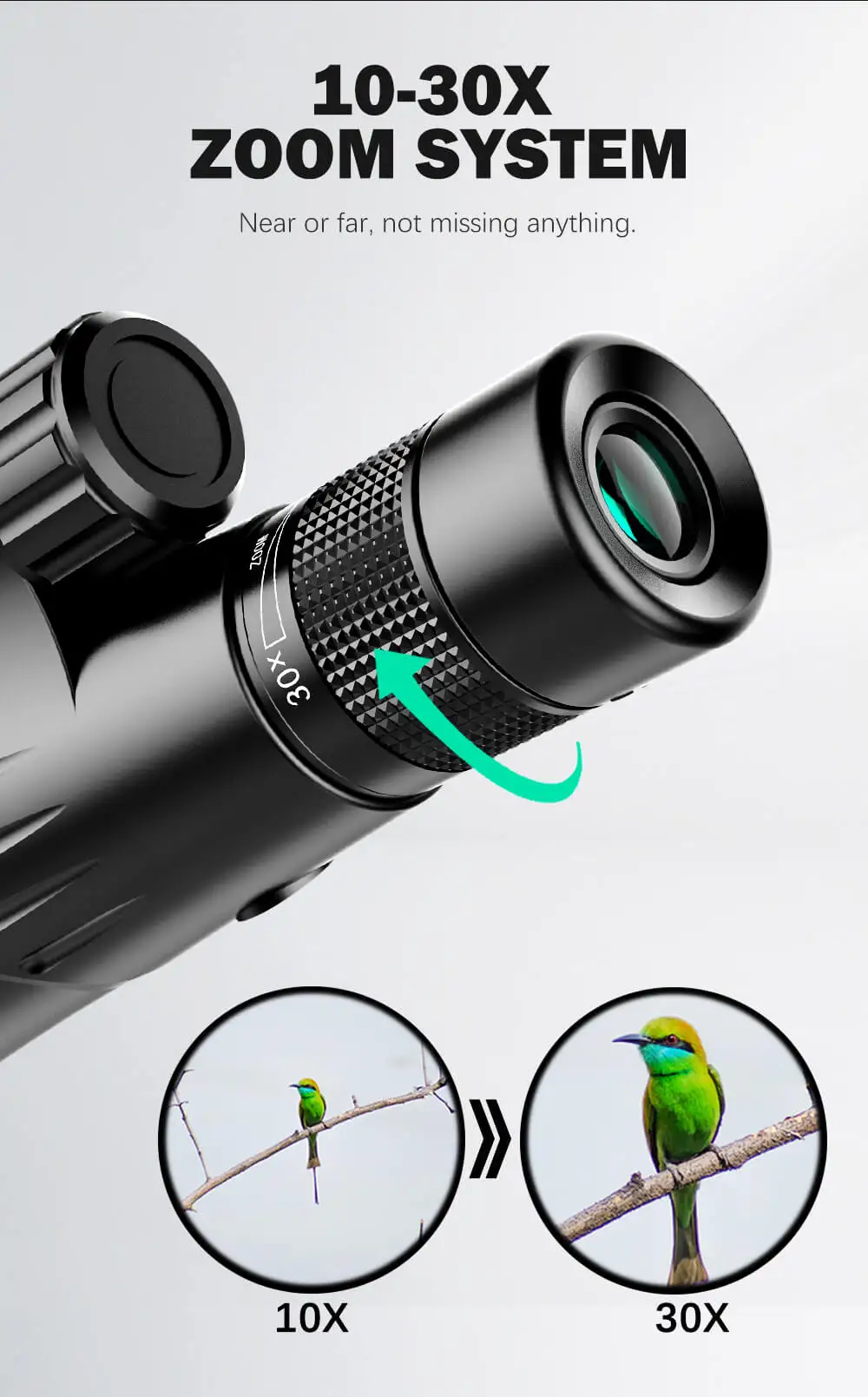 Монокуляр с зумом Eyeskey 10-30x50 Bak4 Prism, мощный телескоп ...