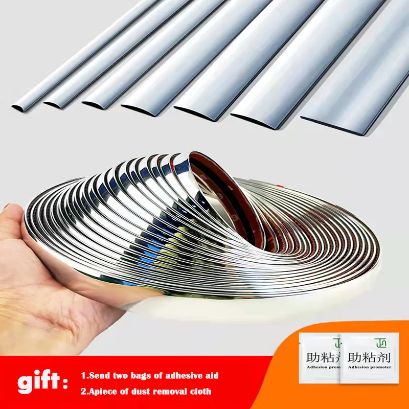 Exterior Car Chrome 12mm Body Strip Bumper Auto Door Protective ...