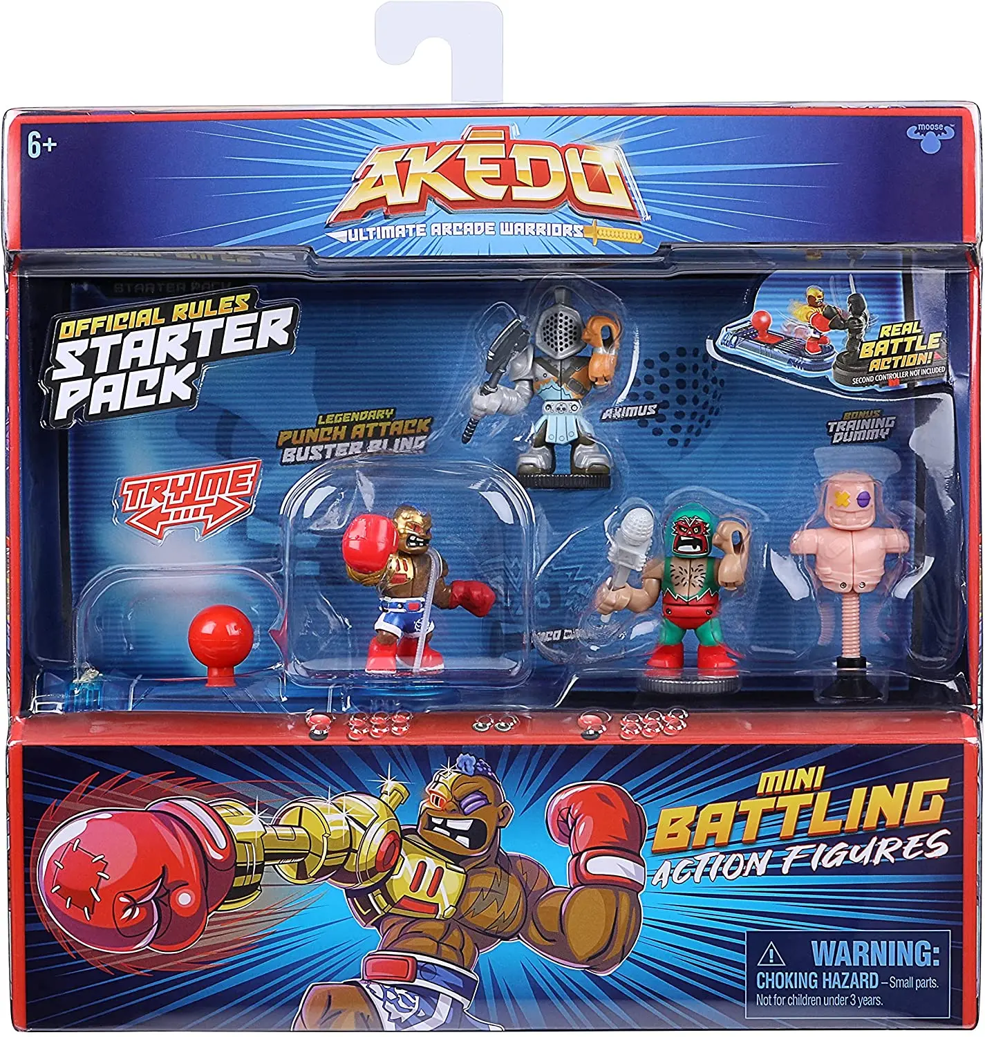 Akedo Ultimate Arcade Warriors Starter Pack, Mini Battle Action Figure, Ready Legendary Punch ...