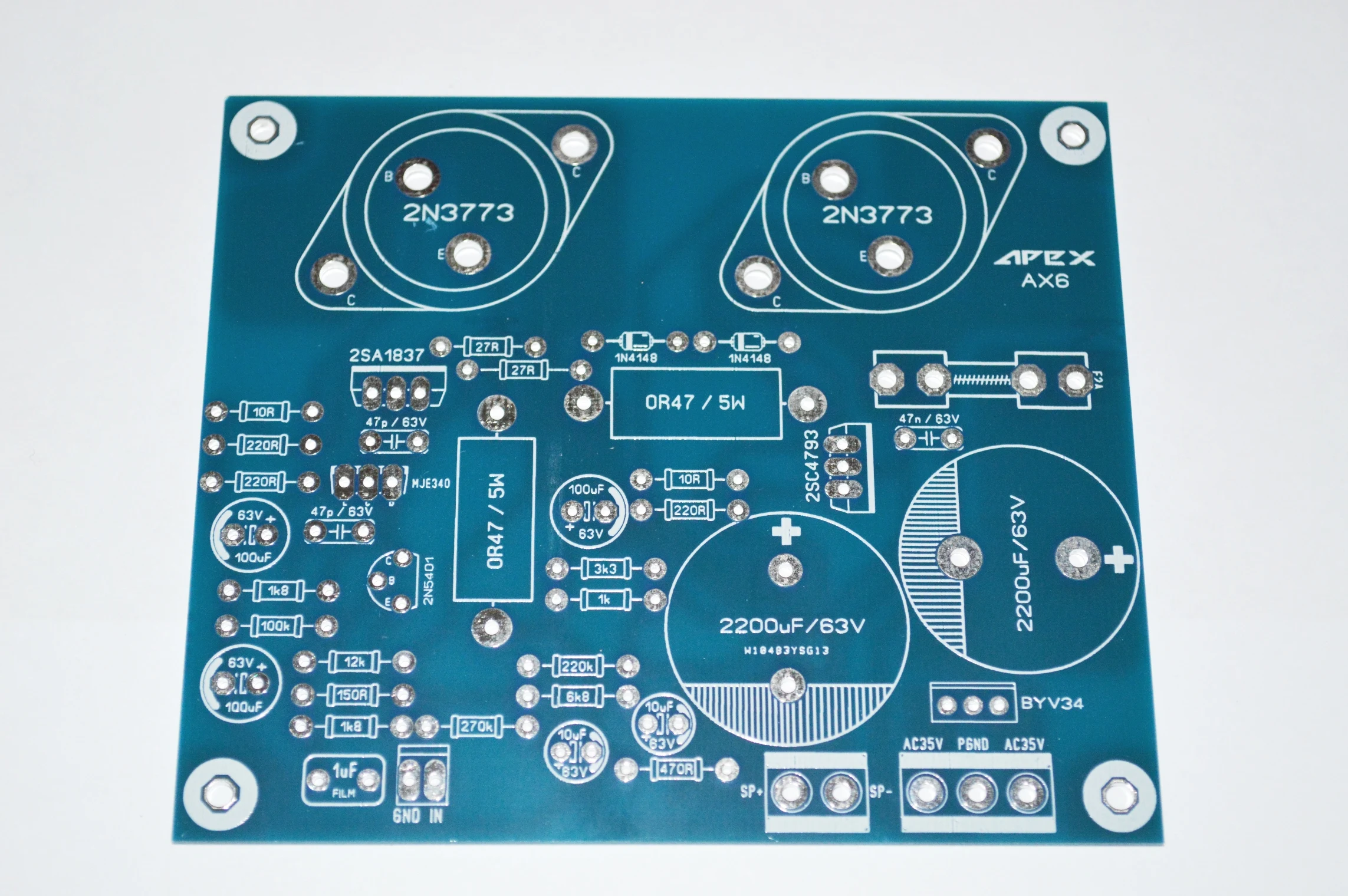 Amplifier apex ax6 50 W FET 2n3773 amplifier PCB