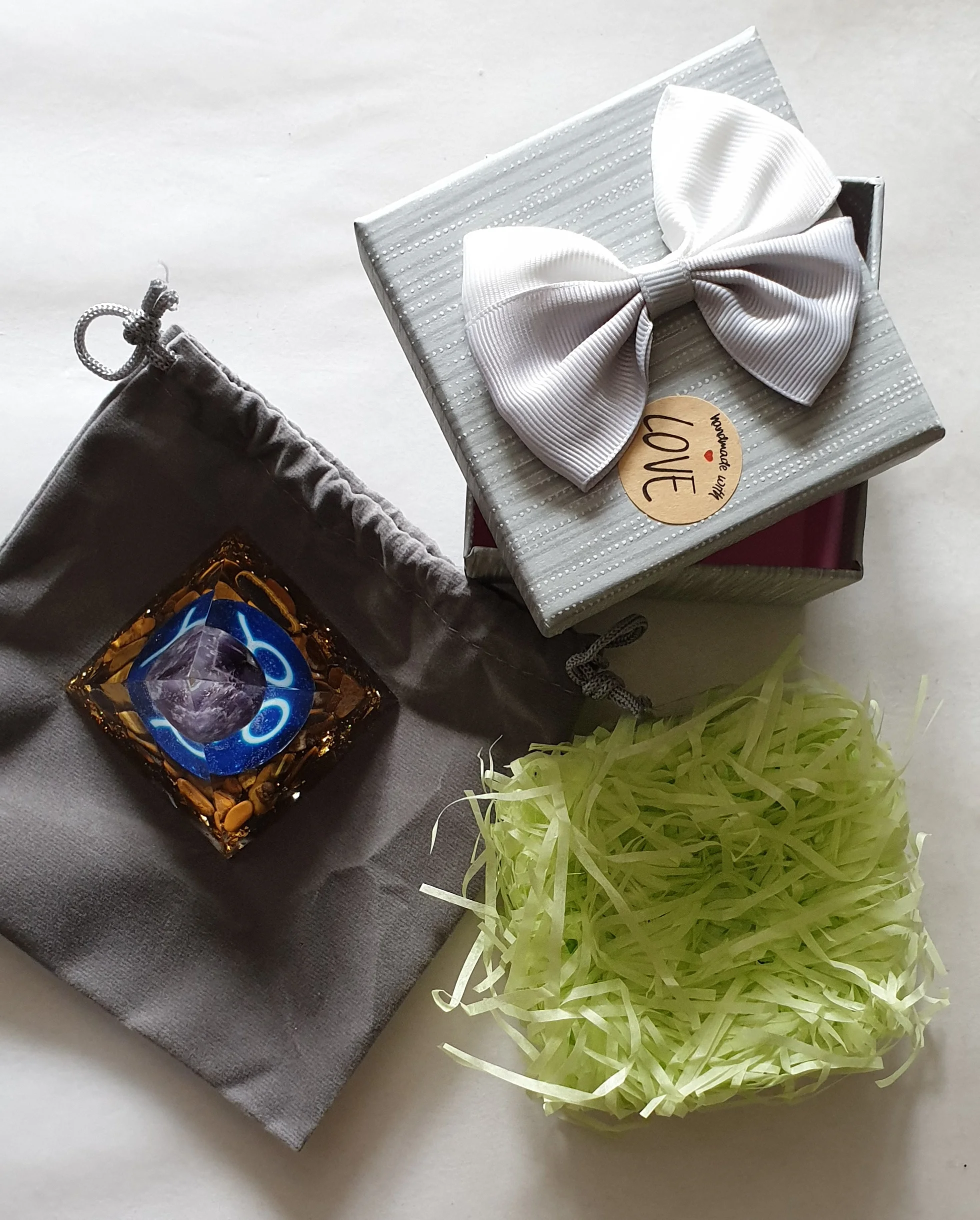 Taurus Zodiac Amethyst Crystal Sphere Orgone Pyramid - Orgone Pyramids